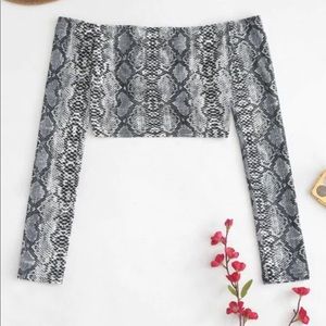 Tops | Snake Skin Off The Shoulder Crop Top | Poshmark